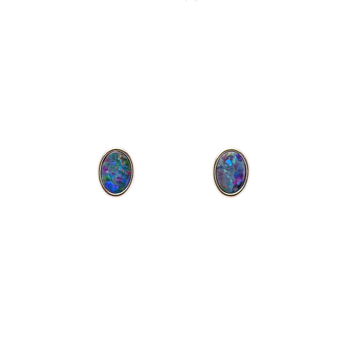 Sterling Silver Opal Doublet Stud Earrings | Fremantle Opals