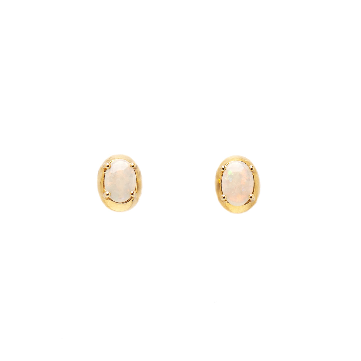 9ct Yellow Gold Solid White Opal Earings | Fremantle Opals